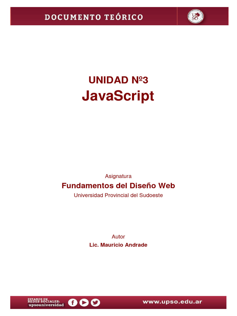 Unidad 3 - Fundamentos Del Diseño Web - Andrade | PDF | Script Java | Modelo de objeto de documento