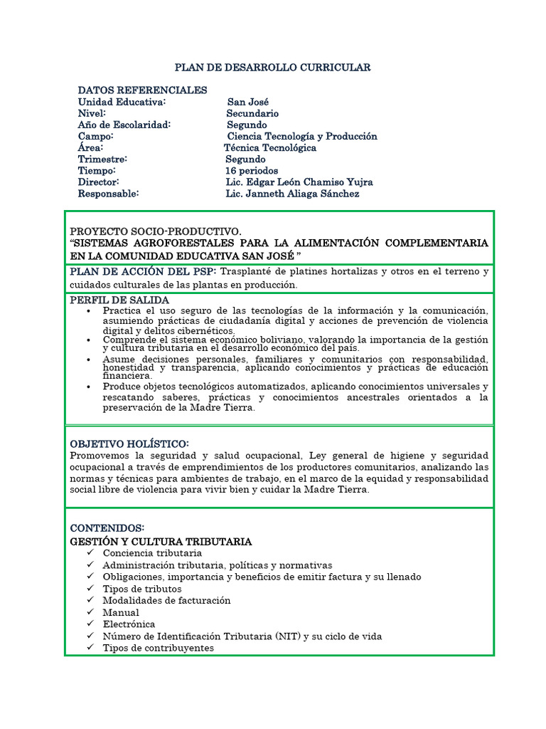 PDC 2° TRIM TTG2024.docxJAS | PDF | Contabilidad | Plan de estudios
