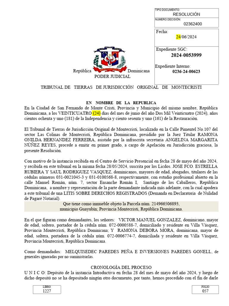 Exp.0236 24 00623 | PDF | Demanda judicial | República Dominicana Exp.0236 24 00623 | PDF | Demanda judicial | República Dominicana