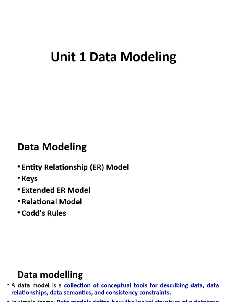 Unit 1.2 Data Modeling | PDF | Relational Database | Relational Model