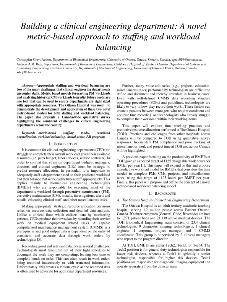 ChristopherGray-Building A Clinical Engineering Department | PDF ...