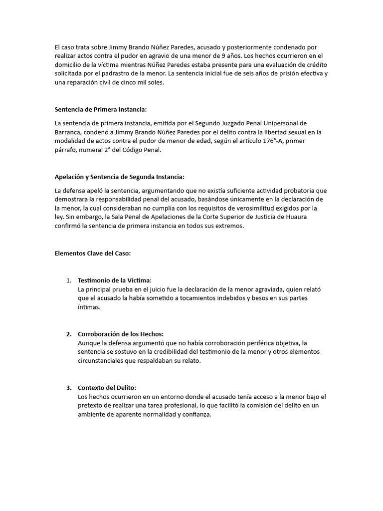 El Caso Trata Sobre Jimmy Brando Núñez Paredes | PDF | Sexo y la ley ...