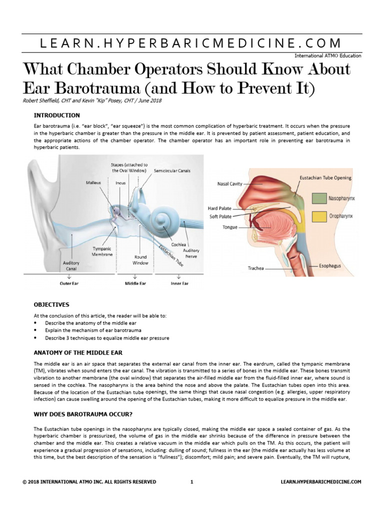 Preventing Ear Barotrauma in Hyperbaric Treatment | PDF | Ear ...