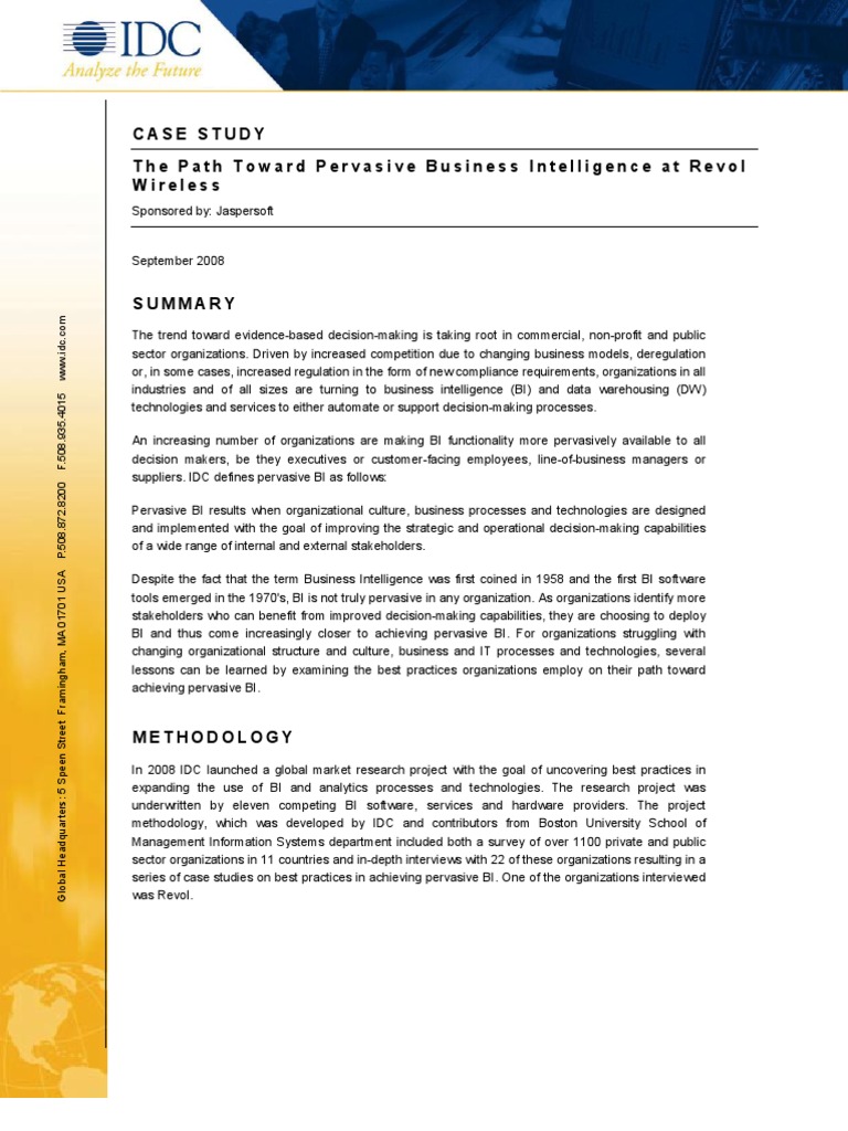 Case Study The Path Toward Pervasive Business Intelligence at Revol ...