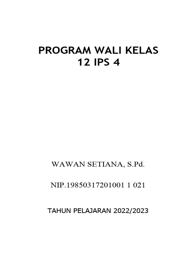 Program Wali Kelas XII IPS4 WS | PDF