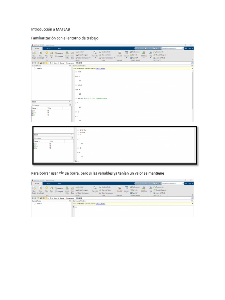Introducción A MATLAB | PDF Introducción A MATLAB | PDF