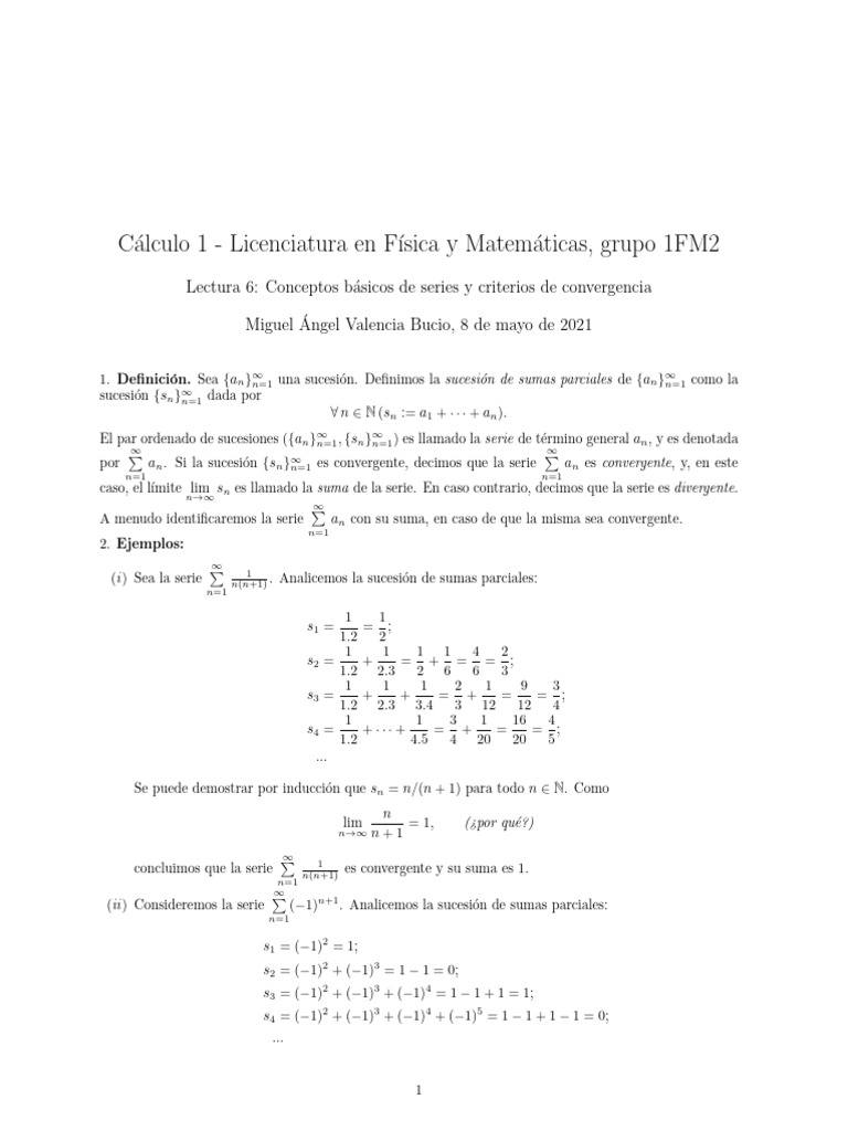 Calc1 1FM2 Lect6 | PDF | Series (Matemáticas) | Análisis real