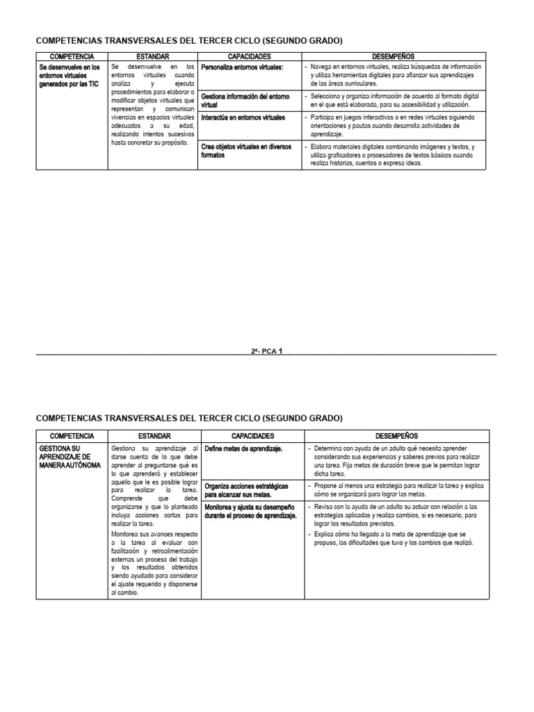 2° - COMPETENCIAS TRANSVERSALES | Descargar gratis PDF | Aprendizaje | Modificación de ...