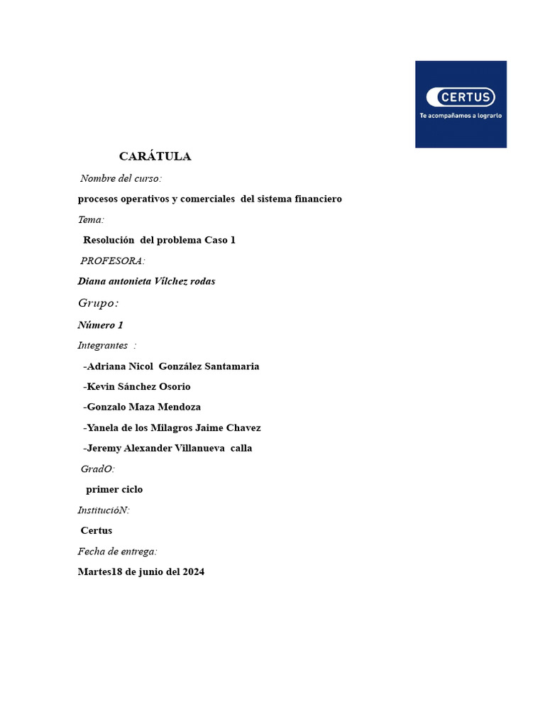 Carátula: Grupo | PDF | Contabilidad | Economias