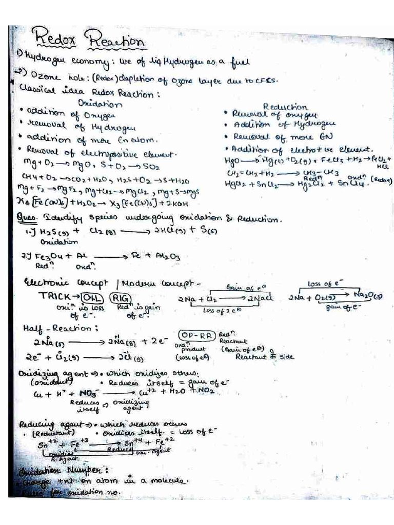 Redox Reaction Pdf