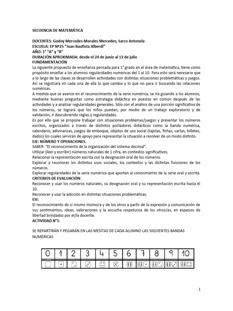 Secuencia Didactica Numeracion 1 Al 10 | PDF | Enseñando