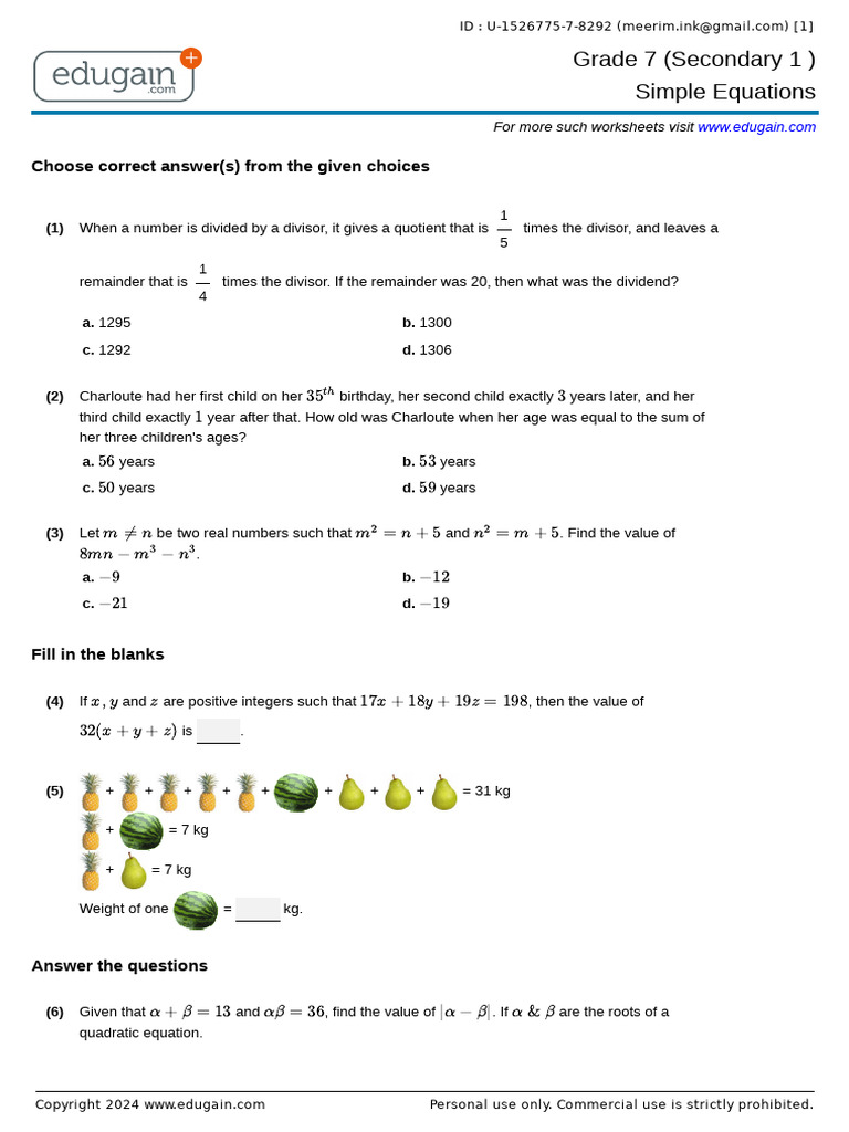 Grade3 1526775 7 8292.q | PDF | Division (Mathematics) | Elementary ...