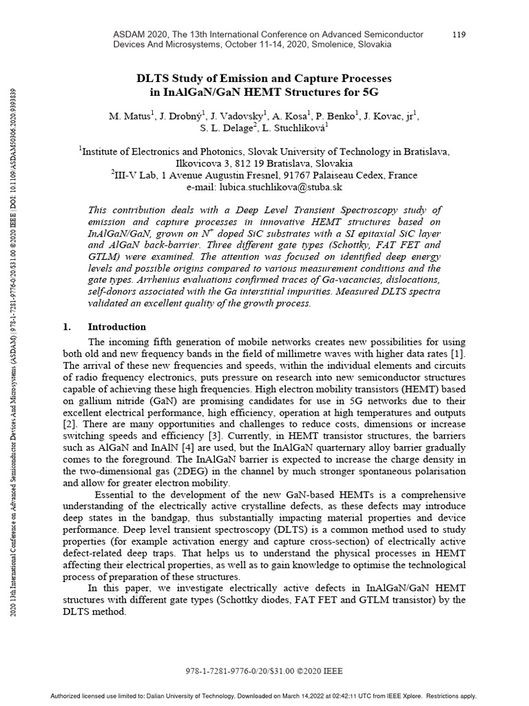 Hemt DLTS - Study - of - Emission - and - Capture - Processes - in ...