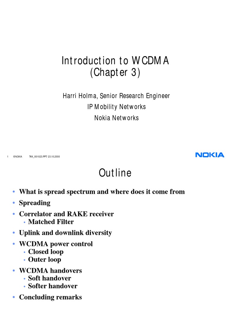 Introduction To WCDMA - Harri Holma, Nokia | PDF