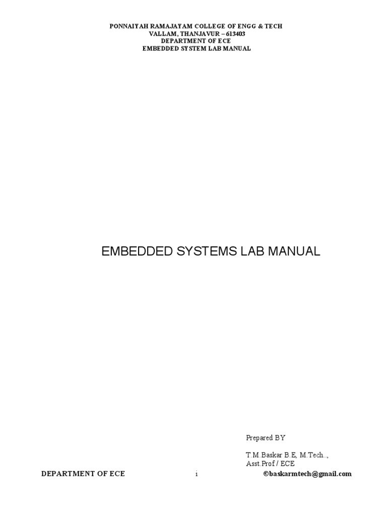 Embedded System Lab Manual Final Complete Final | PDF | Microcontroller ...