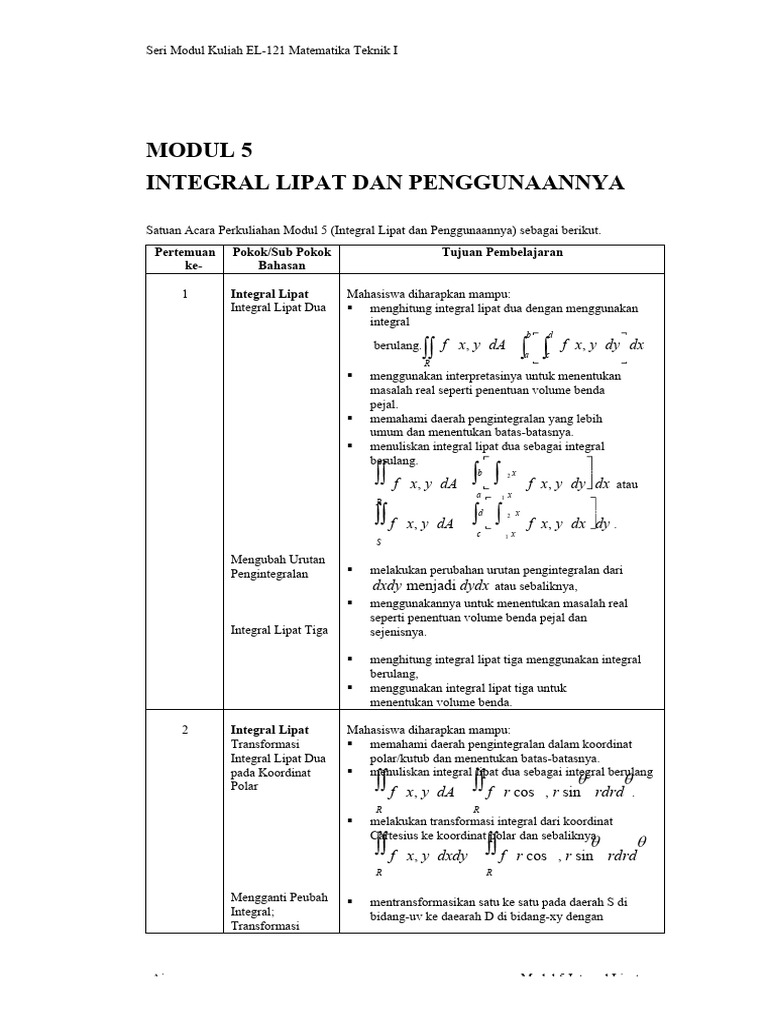 BAB 5 Integral Lipat Dan Penggunaannya | PDF