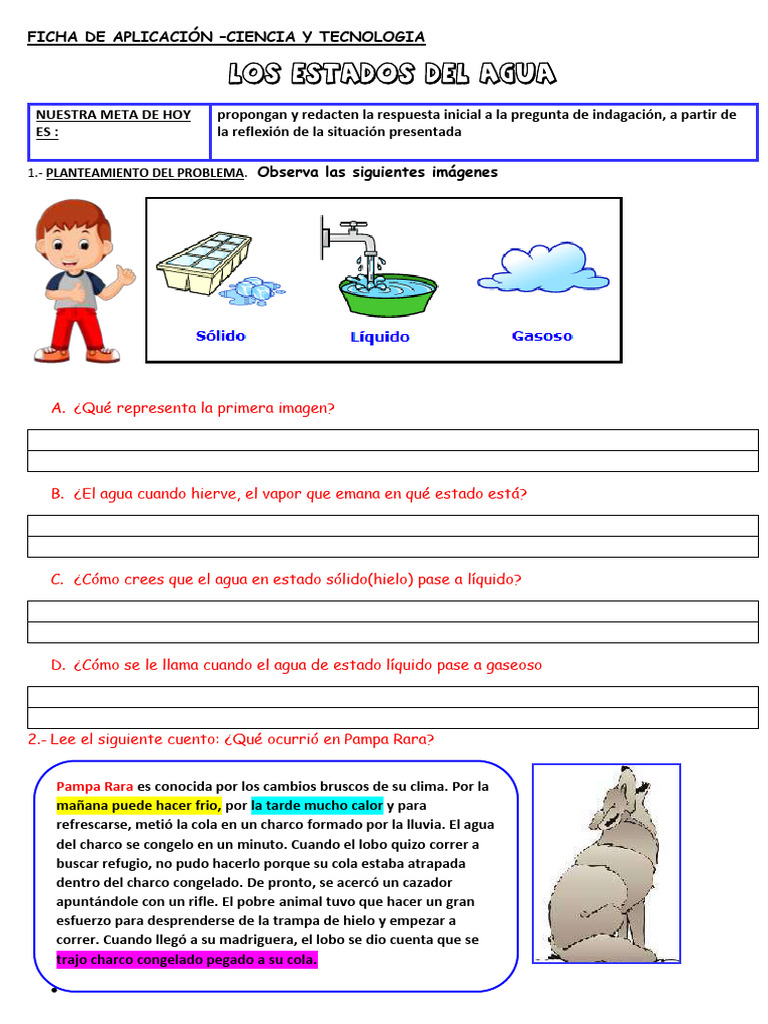 01-04-24-FICHA DE DE CIENCIA - EL AGUA - Alargado | PDF | El ciclo del ...