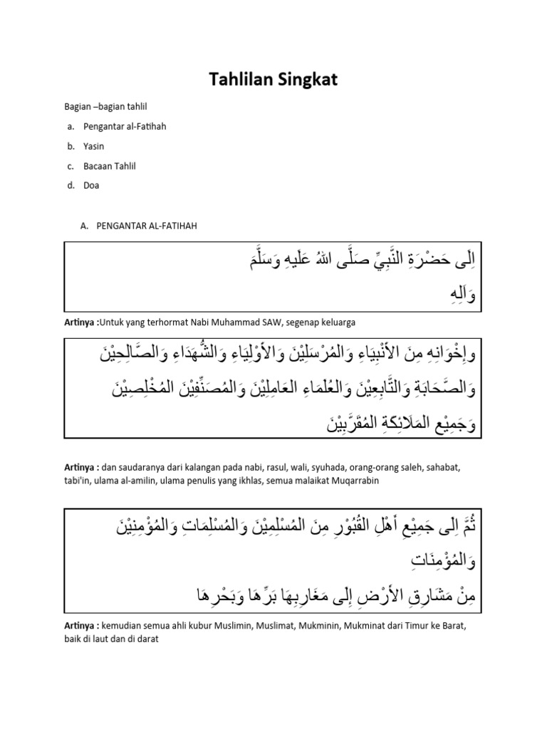 Tahlilan Singkat | PDF