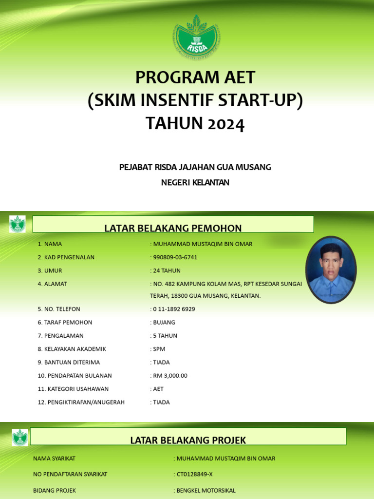Aet Start Up - Bengkel Moto - Mustaqim | PDF