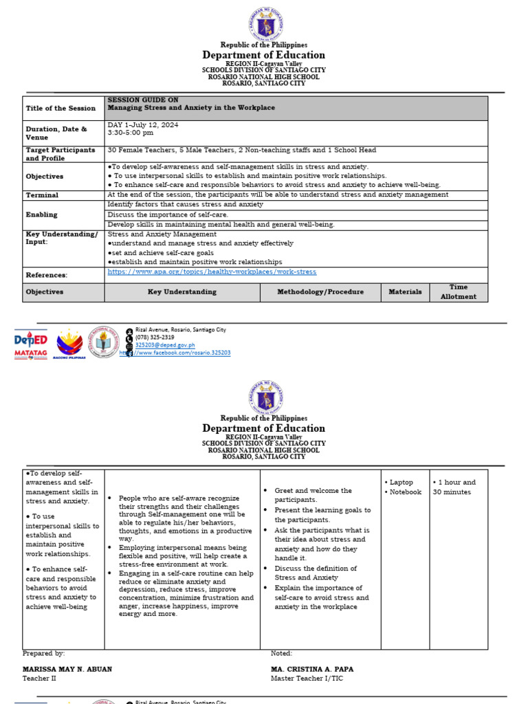Session Guide GAD 2024 | PDF | Stress (Biology) | Anxiety