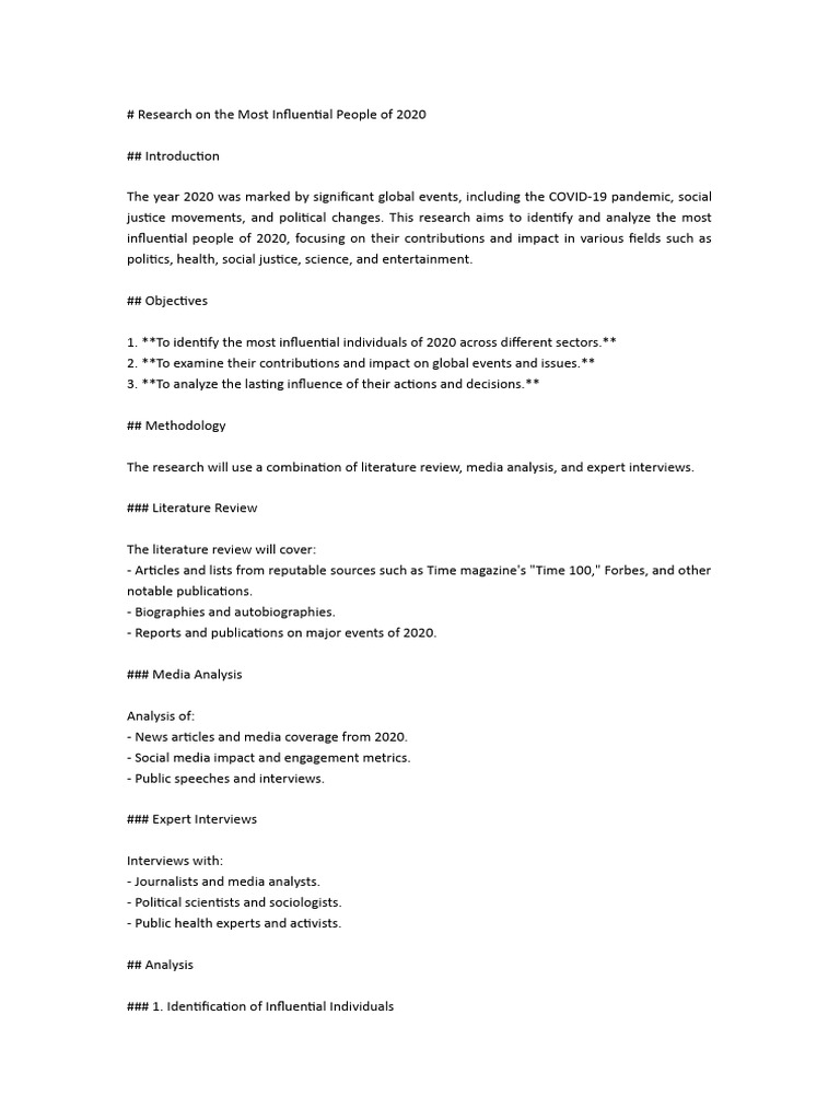 Influential People of 2020 Research | PDF | Activism | Public Health