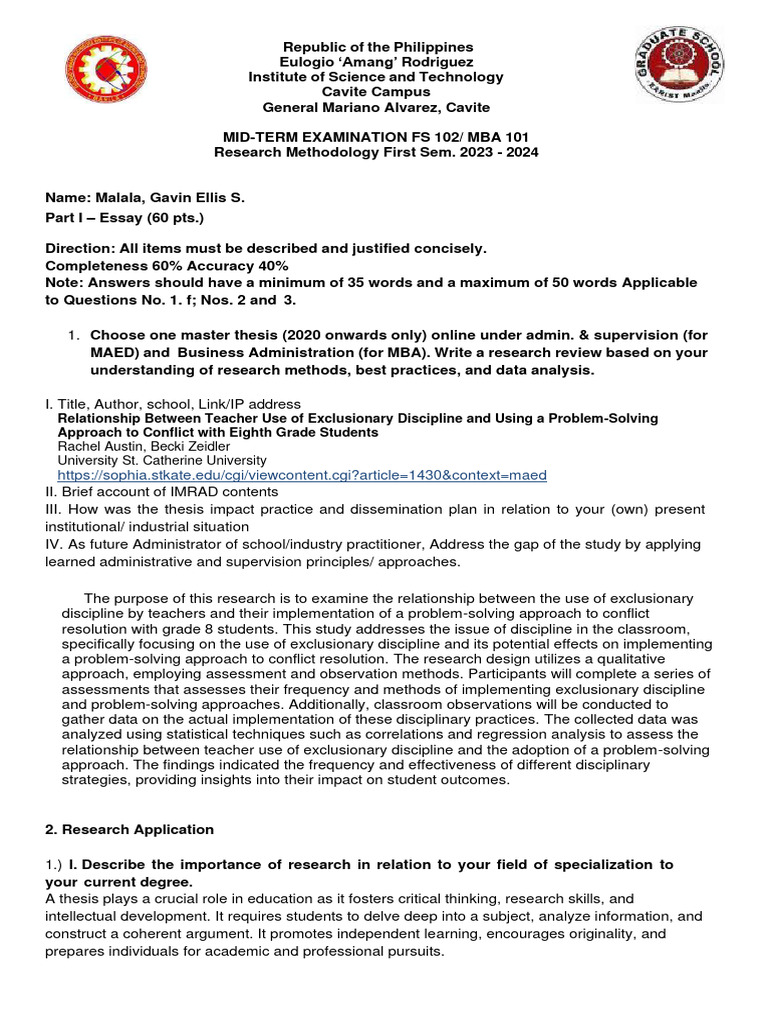 2023 2024 IST Sem FS 102 MAEdMBA 101 Midterm Exam Malala | PDF ... 2023 2024 IST Sem FS 102 MAEdMBA 101 Midterm Exam Malala | PDF ...