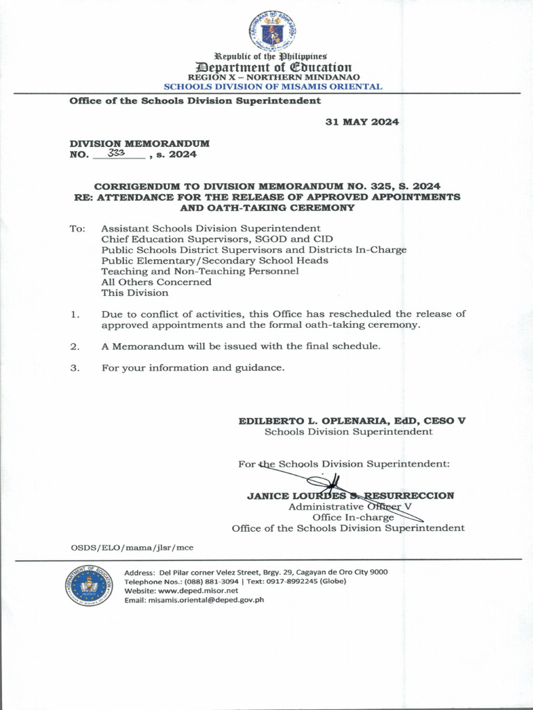 dm333s.2024 Corrigendum To Division Memorandum No. 325. S. 2024 Re ... dm333s.2024 Corrigendum To Division Memorandum No. 325. S. 2024 Re ...