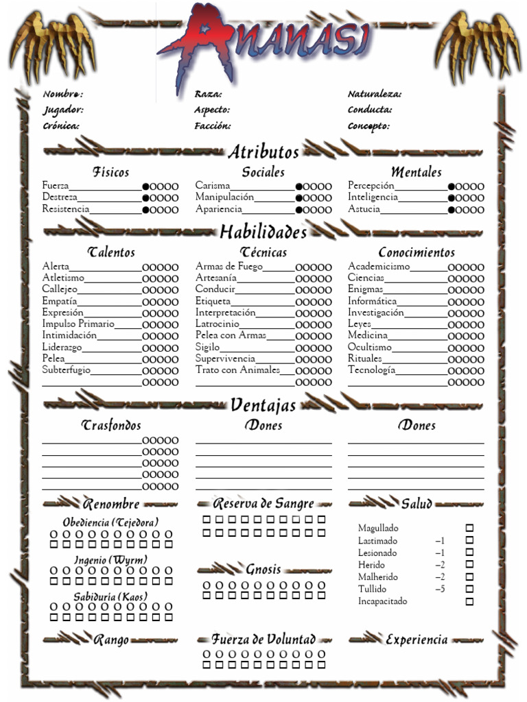 Ficha Editable - Ananasi | PDF