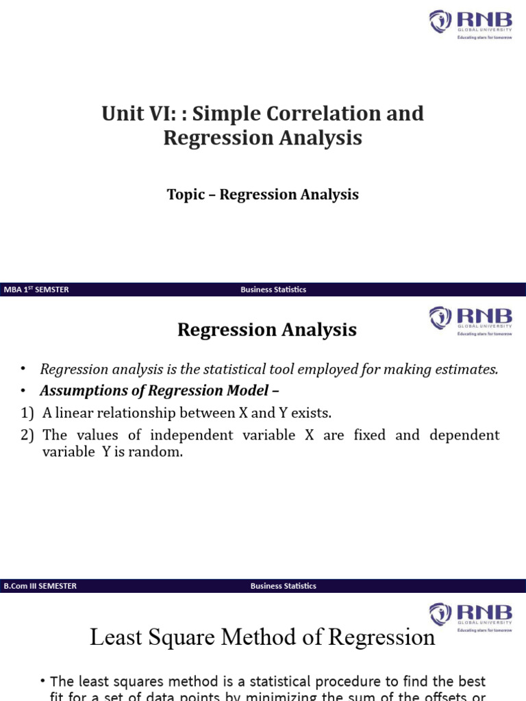 Unit VI - Regression | PDF | Least Squares | Regression Analysis