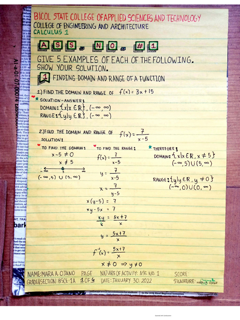 ASSIGNMENT#1. (Calculus 1) | PDF
