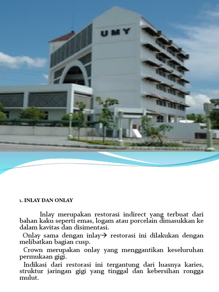 DRG Yusrini - Restorasi Inlay, Onlay Dan Overlay | PDF