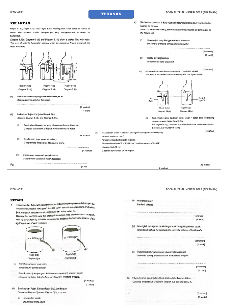 TEKANAN. Pressure Physics f5 | PDF