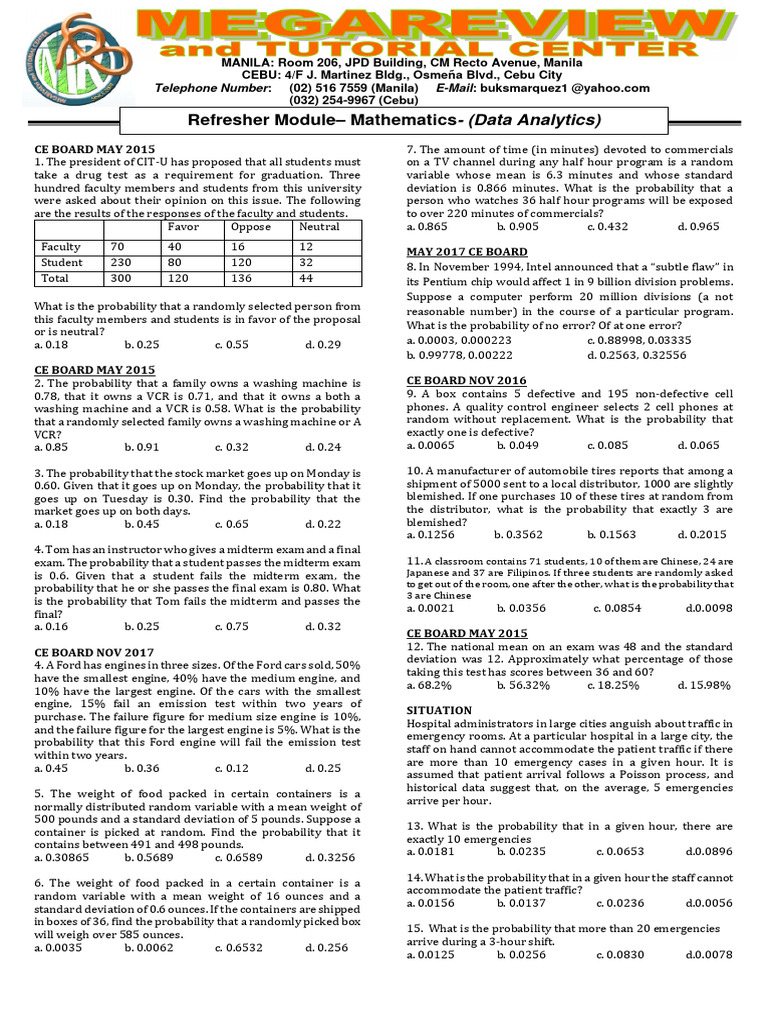 Refresher Module - Mathematics - (Data Analytics) | PDF | Beam (Structure) | Bending