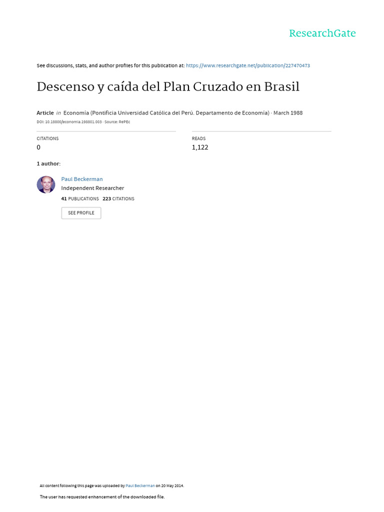 El Plan Cruzado en Brasil: Análisis | PDF | Inflación | Economias