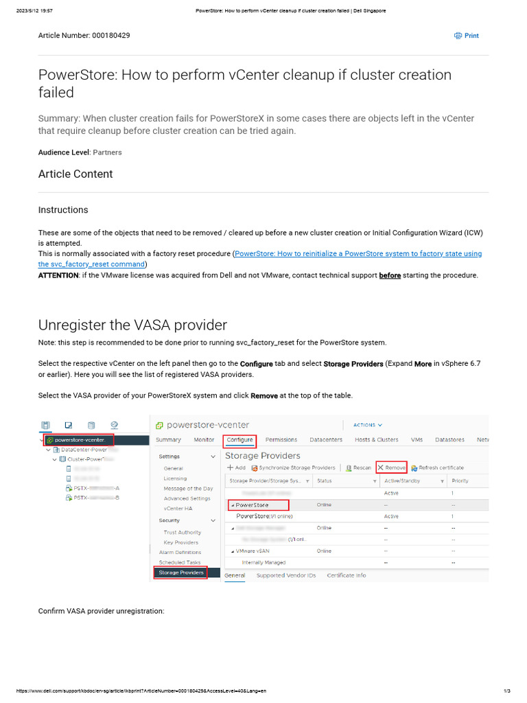 PowerStore - How To Perform Vcenter Cleanup If Cluster Creation Failed - Dell Singapore | PDF ...