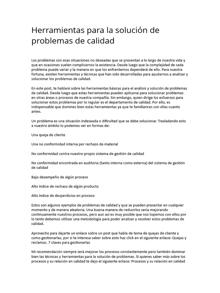 Herramientas de solución de problema | PDF