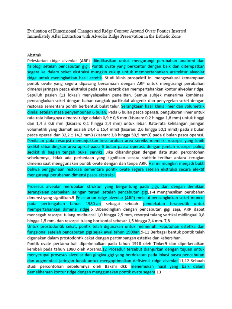 Evaluation of Dimensional Changes and Ridge Contour Around Ovate ...