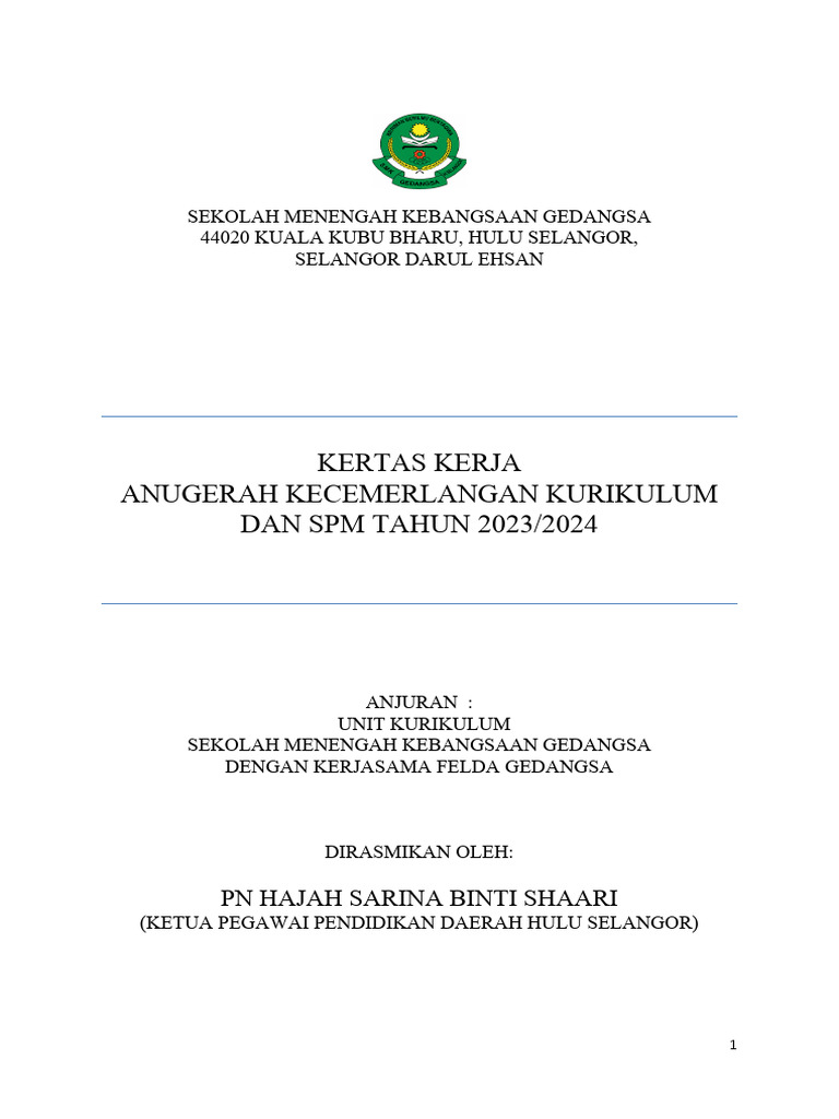 Contoh Hari Kecemerlangan SMKG SPM 2022 2024 4 JULAI | PDF
