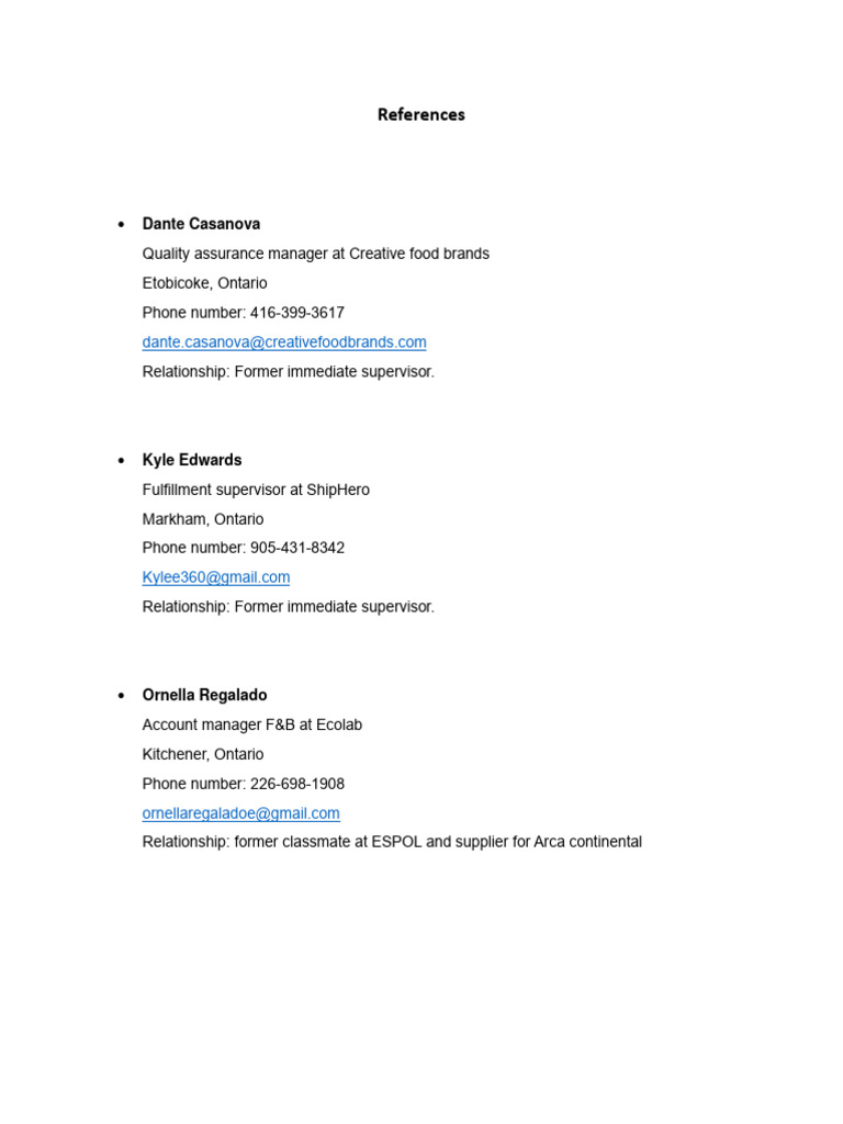 Professional References List | PDF