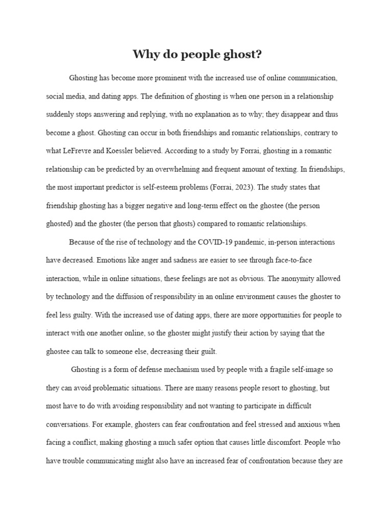 Research Paper Ghosting | PDF | Dark Triad | Psychopathy