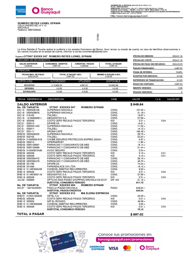 Estado de Cuenta 2 | PDF | Tarjeta de crédito | Interés