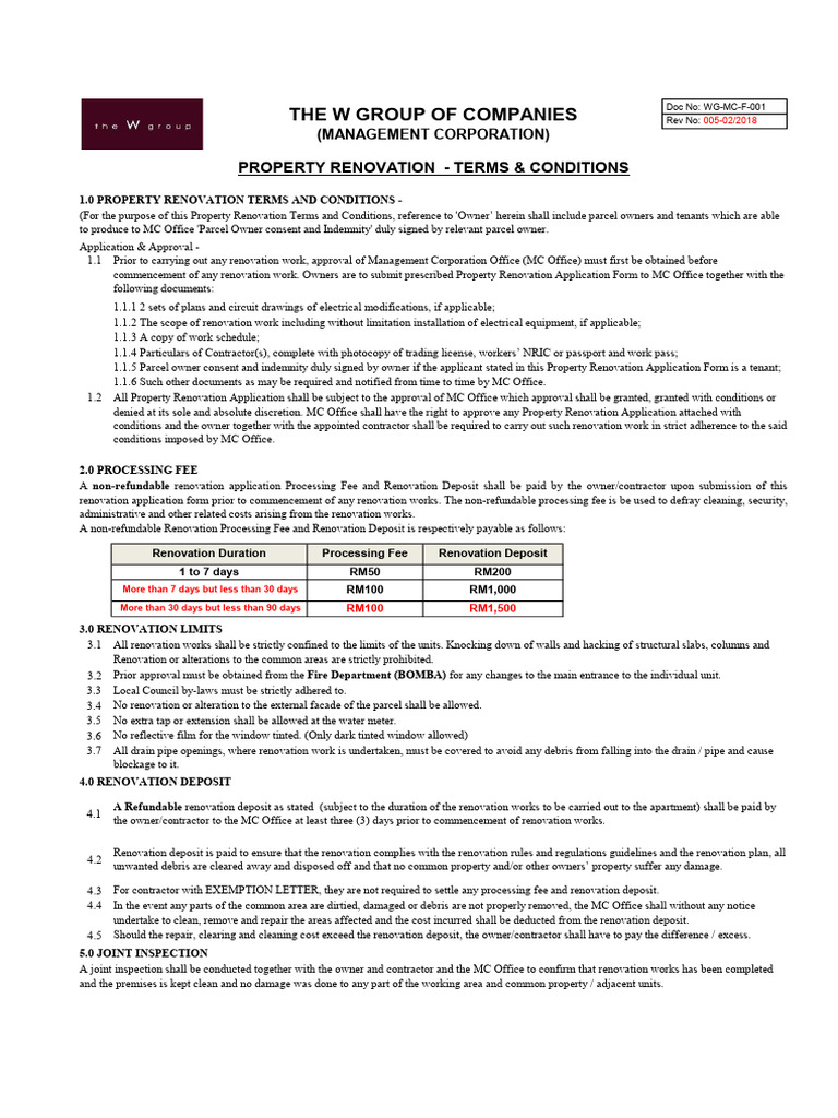 RENOVATION FORM 2 | Download Free PDF | Indemnity | Insurance