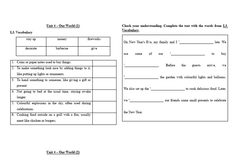 Unit 4-Lesson 3 Vocabulary | PDF