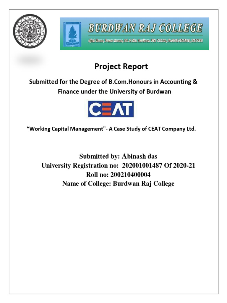 Abinash Das Project On Working Capital Management - CEAT | PDF ...