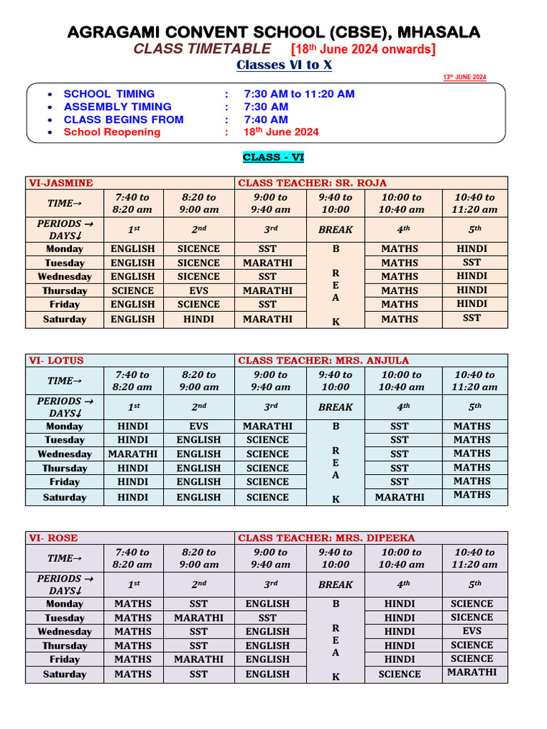 Class Timetable for Grades 6-10 | PDF | Physical Sciences | Natural Sciences