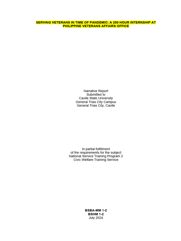 Narrative Report BSBA BSHM | PDF | Career & Growth