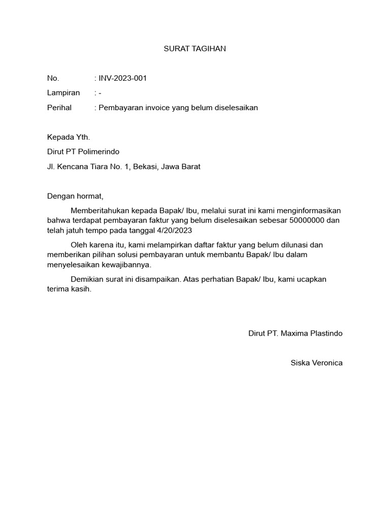 Surat Tagihan Bisnis - Dian Adi Saputra | PDF