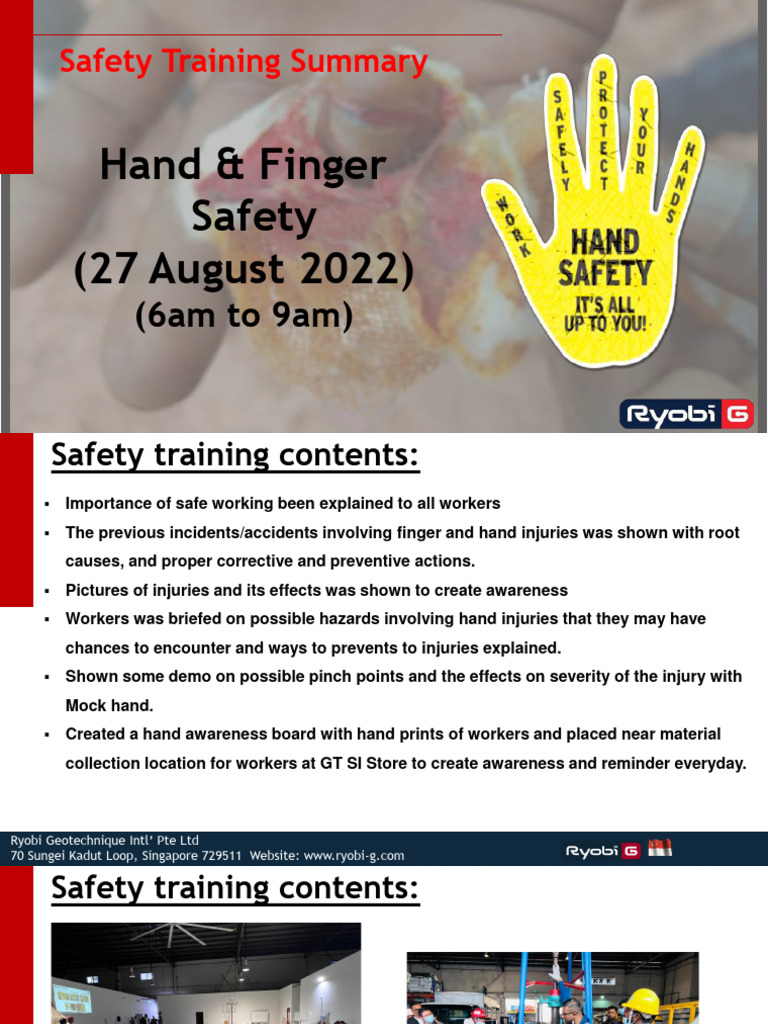 SI - Hand & Finger Safety Training Summary | PDF | Safety ...
