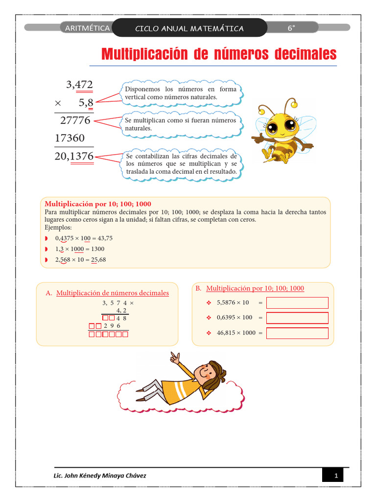 Multiplicación de Decimales y Problemas Matemáticos | PDF | Notación ...