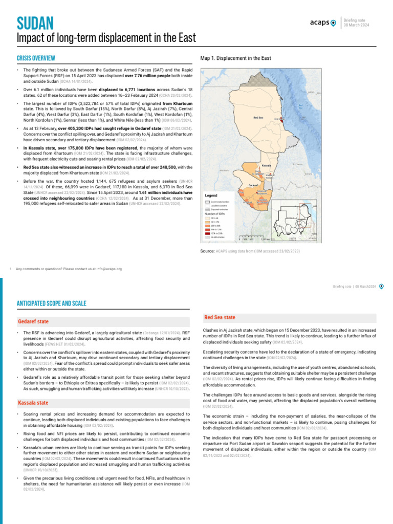 ACAPS Sudan Impact of Long-Term Displacement in The East | PDF | Cost Of Living | Internally ...